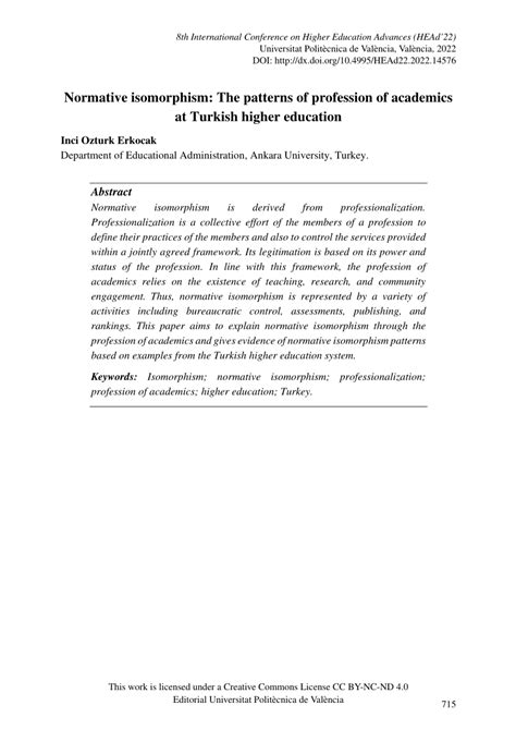Pdf Normative Isomorphism The Patterns Of Profession Of Academics At