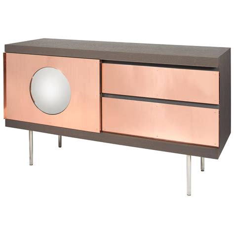 Alice Sideboard Brushed Stained Oak Copper Convex Mirror Patrick