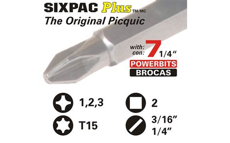 Picquic Black Sixpac Plus Multi Bit Screwdriver