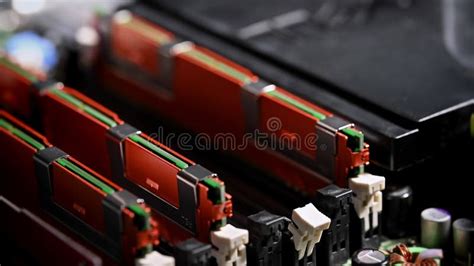 Installing New DDR RAM In A Personal Computer Repair Upgrade Stock Video Video Of Board