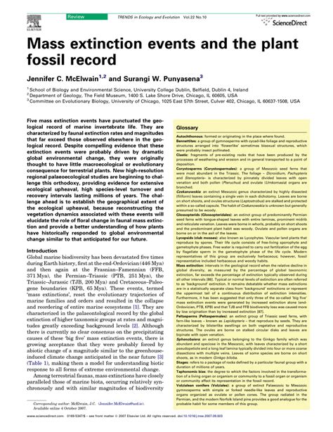 PDF Mass Extinction Events And The Plant Fossil Record