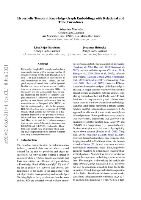 Pdf Hyperbolic Temporal Knowledge Graph Embeddings With Relational And Time Curvatures