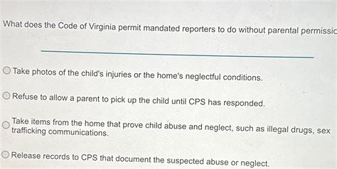 Solved What Does The Code Of Virginia Permit Mandated