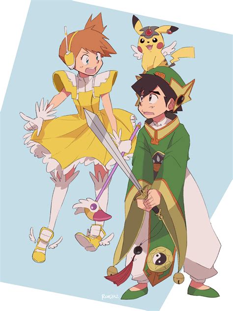 Pikachu Kinomoto Sakura Ash Ketchum Misty Kero And 2 More Pokemon