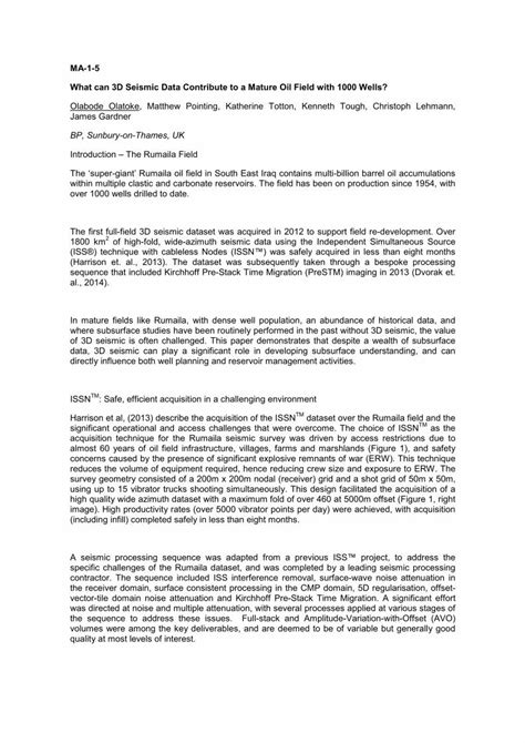 pdf ma 1 5 what can 3d seismic data contribute to a mature · pdf