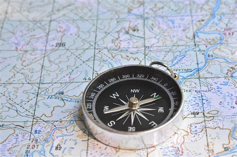 Premium Photo Map With Compass