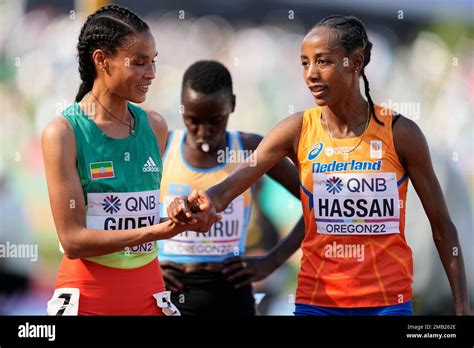 Letesenbet Gidey Of Ethiopia Left Speaks With Sifan Hassan Of The