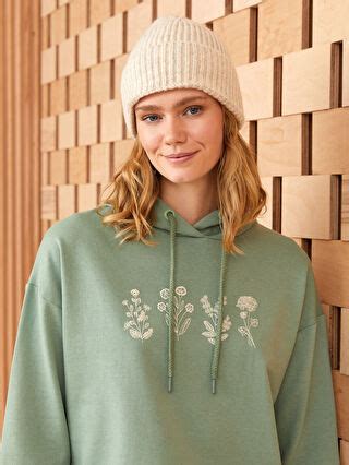 Hooded Embroidered Women S Sweatshirt Tunic W2HE88Z8 SRZ W2HE88Z8