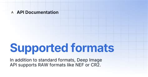 Supported Formats Api Documentation