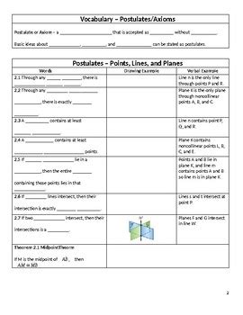 Geometry Guided Notes Postulates And Paragraph Proofs By Heather Conley