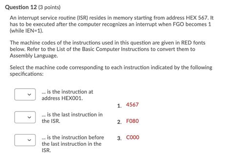 solved question 12 3 points an interrupt service routine