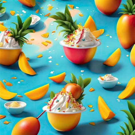 Premium Ai Image Delicious Mango Sundae