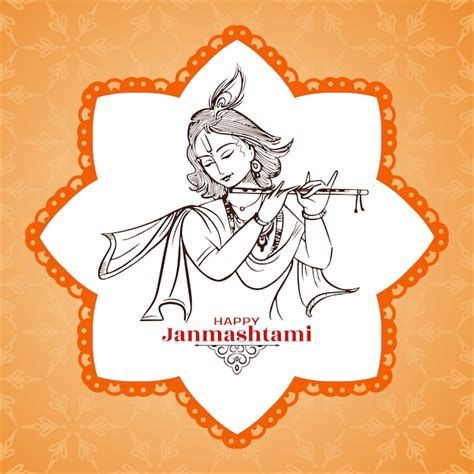 Free Vector Happy Janmashtami Religious Hindu Festival Background