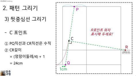 옷 기본패턴 그리는 방법 5편여성 바지 뒤판 그리기 Youtube