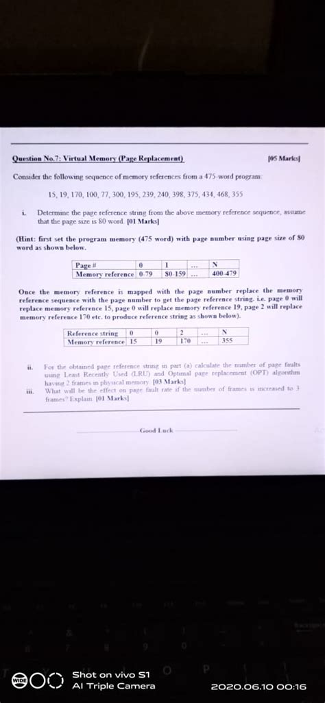 solved question no 7 virtual memory page replacement 105