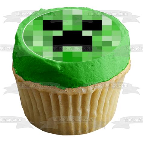 Minecraft Creeper Face Steve Face Tnt Block Edible Cupcake Topper Imag