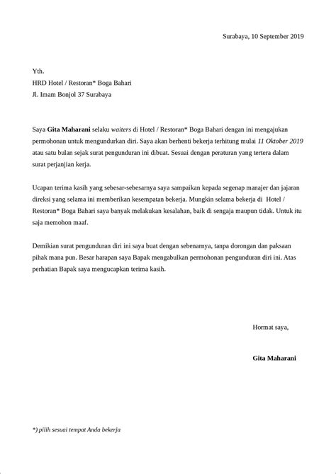 Contoh Surat Keterangan Pengunduran Diri Dari Sekolah Surat