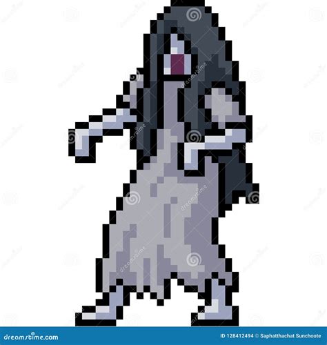 Vector Pixel Art Woman Ghost Stock Vector Illustration Of Isolated
