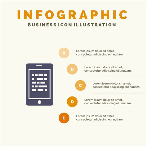 Mobile Read Data Secure E Learning Solid Icon Infographics 5 Steps