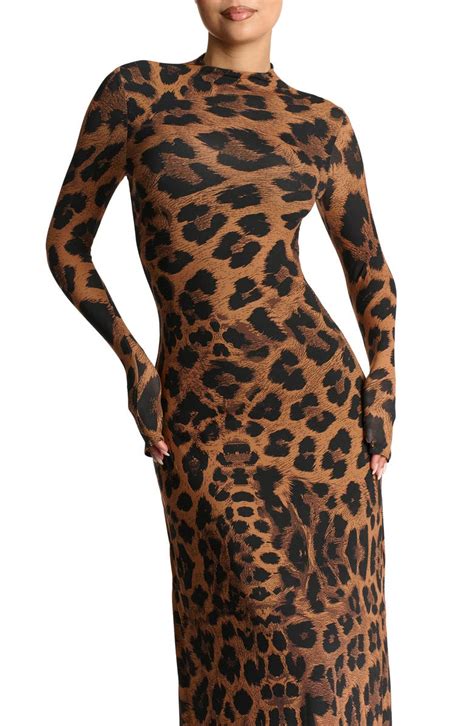 Naked Wardrobe Leopard Print Long Sleeve Maxi Dress Nordstrom
