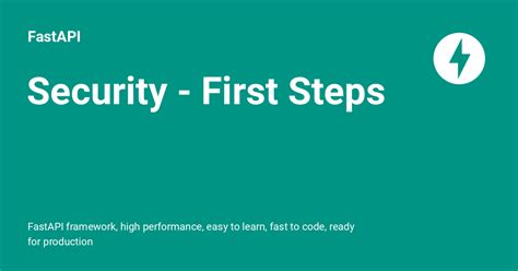 Security First Steps Fastapi