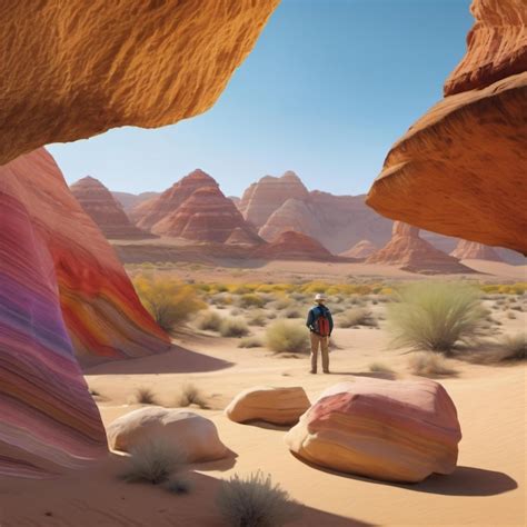 Premium Photo A Geologist Examining Colorful Rock Formations In A