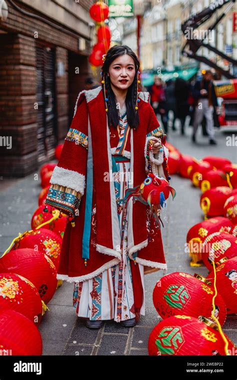A Young Lady In A Traditional Chinese Hanfu Dress In Londons Chinatown