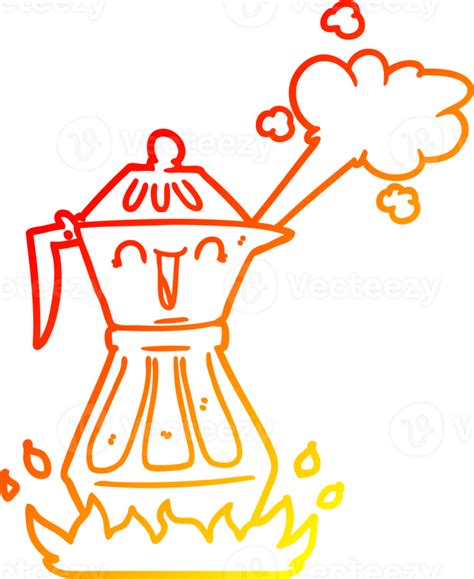 Warm Gradient Line Drawing Cartoon Coffee Pot 39880665 Png