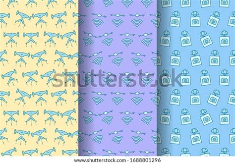 Drones Seamless Pattern Vector Illustration Background Stock Vector