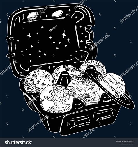 Planet Carton White Black Vector Stock Vector Royalty Free 2157263409