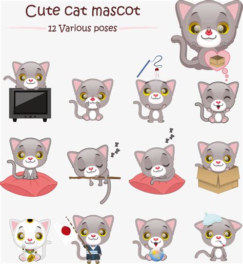 猫咪卡通手绘 小清新猫咪手绘图片 随意云