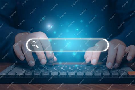 Premium Photo A Person Typing On A Keyboard With A Search Bar On The Screen