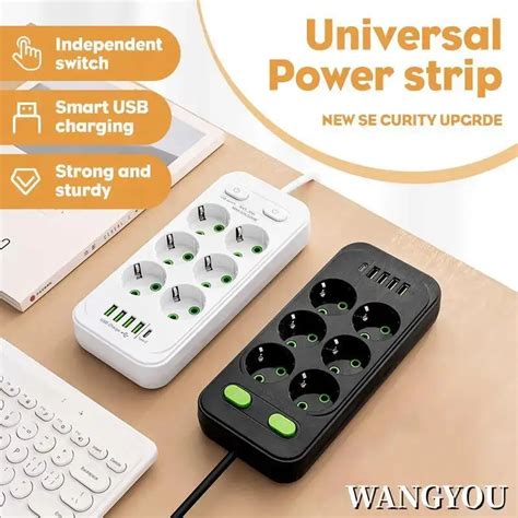 Eu 플러그 Ac 콘센트 스마트 홈 멀티프라이즈 멀티탭 익스텐션 코드 전기 소켓 네트워크 필터 Usb 포트 고속 충전