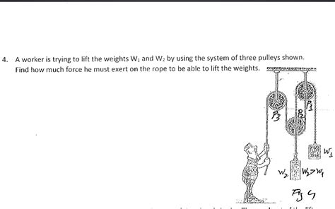 Solved A Worker Is Trying To Lift The Weights W And W2 By Chegg