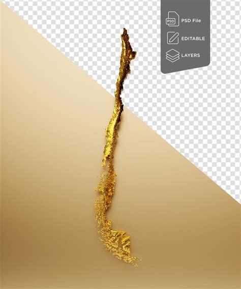 베이지색 배경 3d 그림에 칠레 지도 황금 금속 색상 높이 지도 프리미엄 Psd 파일