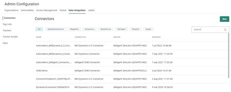 Admin Configuration Data Integration Connectors