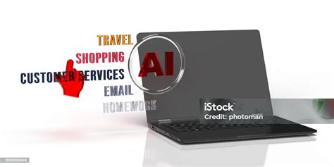Chatbot Text On Blank Laptop Screen On White Background Front View