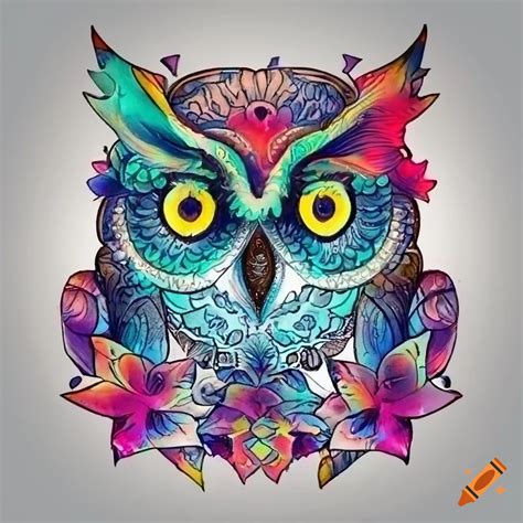 Quotgruff Tufted Great Horned Owl Tattoo Flash Ink Artwork