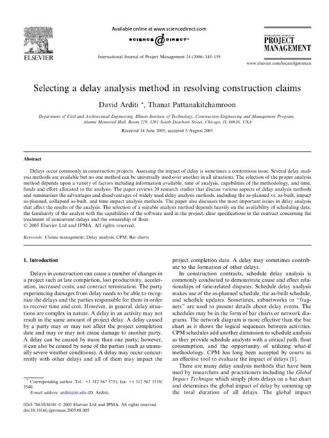 Selecting A Delay Analysis Method In Res Pdf