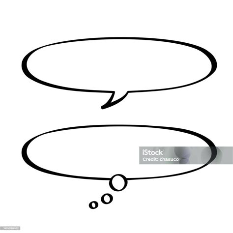 Simple Horizontally Long Elliptical Speech Bubble Set Stock Illustration Download Image Now