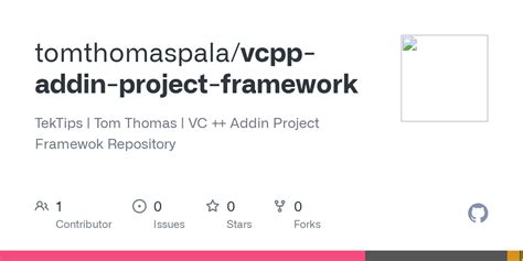 Github Tomthomaspala Vcpp Addin Project Framework Tektips Tom Thomas Vc Addin Project