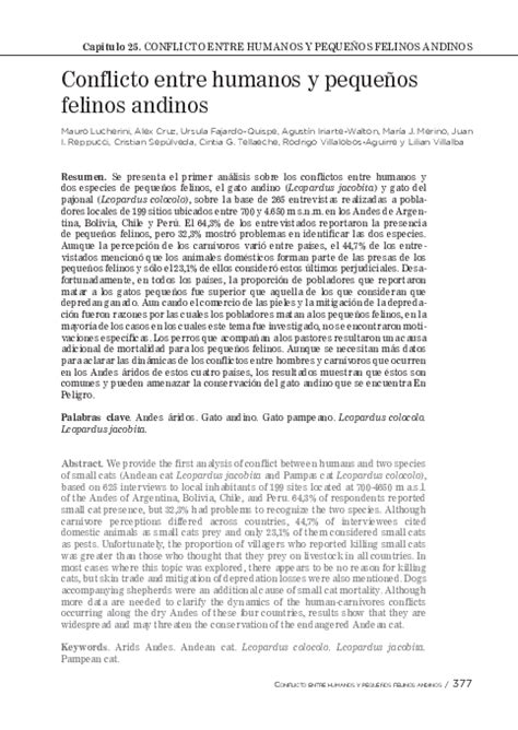 Pdf Conflicto Entre Humanos Y Pequeños Felinos Andinos