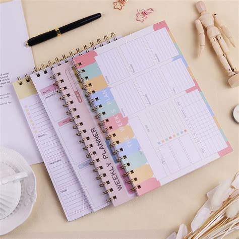 Dujiujun Weekly Planner Notepad With 52 Undated Sheets Spiral Binding