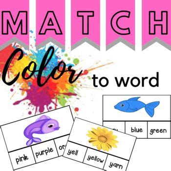 Match Color To Word Task Cards For Special Education By AUTogether