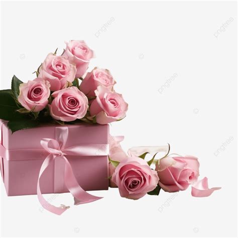 나무 테이블 위에 핑크 장미와 발렌타인 데이 선물 상자 발렌타인 꽃 장미의 날 발렌타인 장미 Png 일러스트 및 이미지 에 대한 무료 다운로드 Pngtree
