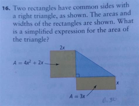 Solved 16 Two Rectangles Have Common Sides With A Right Triangle As
