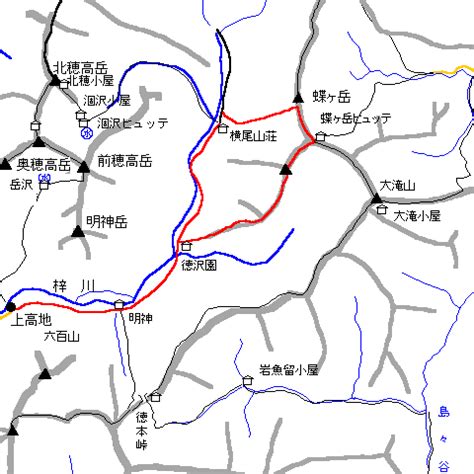 地図 上高地から蝶ガ岳