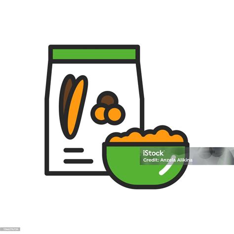 죽 색상 라인 아이콘의 Chumiz 패키지와 그릇 건강하고 유기농 식품 적절한 영양 격리된 벡터 요소입니다 웹 페이지 모바일 앱 프로모션을 위한 개요 그림 개념에 대한 스톡