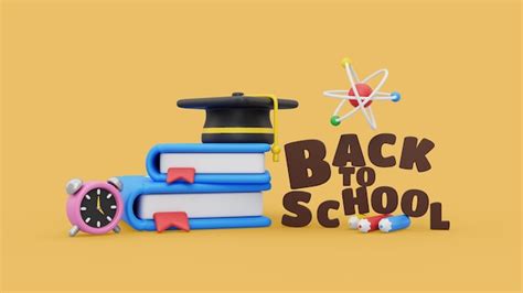 Maquette De Retour à Lécole Avec Fournitures Scolaires De Rendu 3d