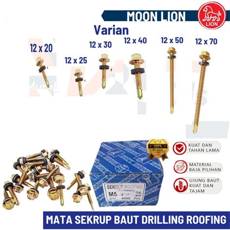 Jual Baut Baja Ringan M5 Kuning Moon Lion Sekrup Baja Ringan Baut